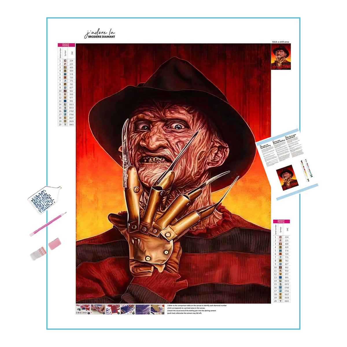 Freddy Krueger Diamond Painting Kit - Premium Quality